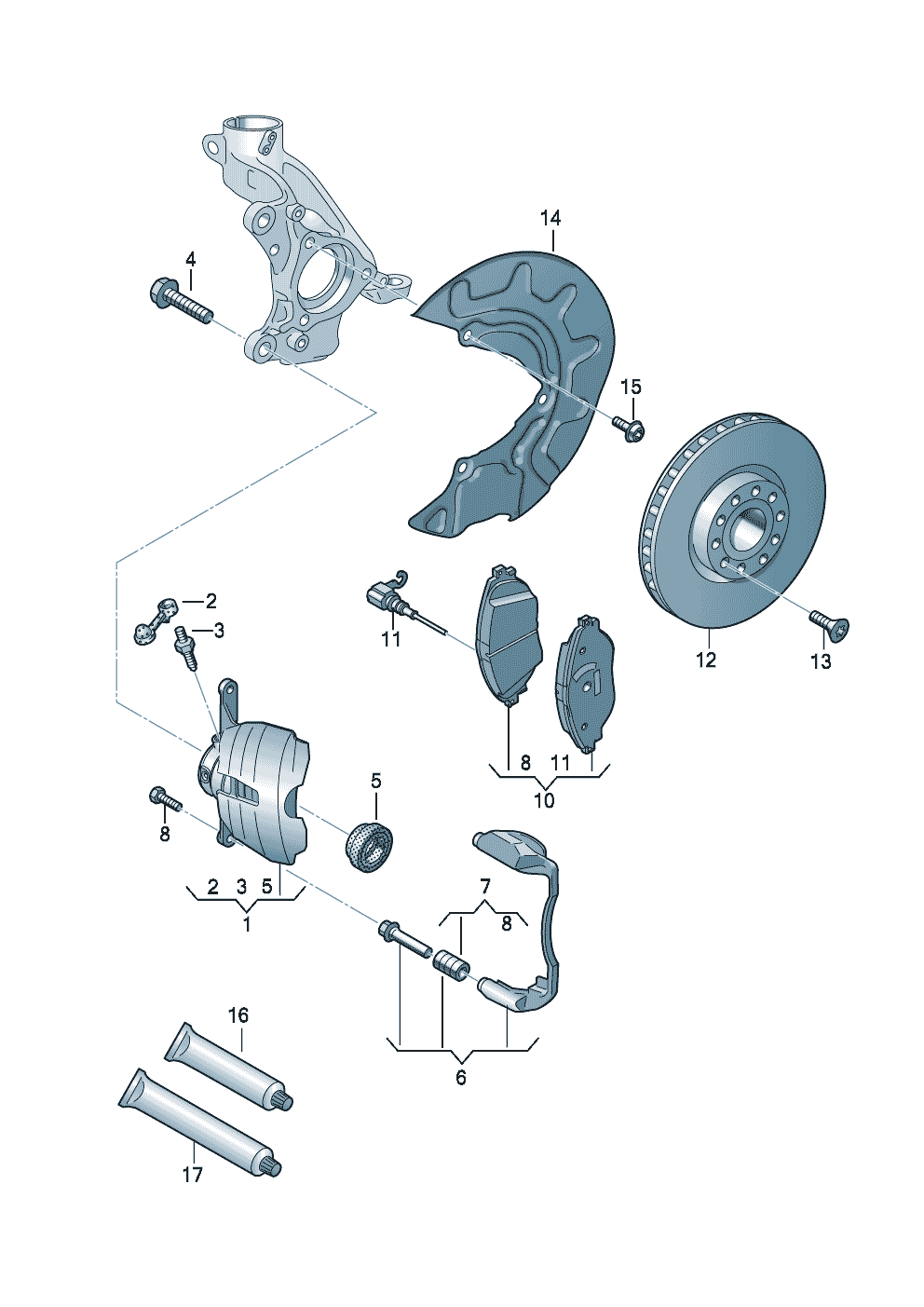 Audi Q3 (Typ F3) フロ-ティングキャリパ-ディスク 部品 2020 - 2025 | ETKA メキシコ