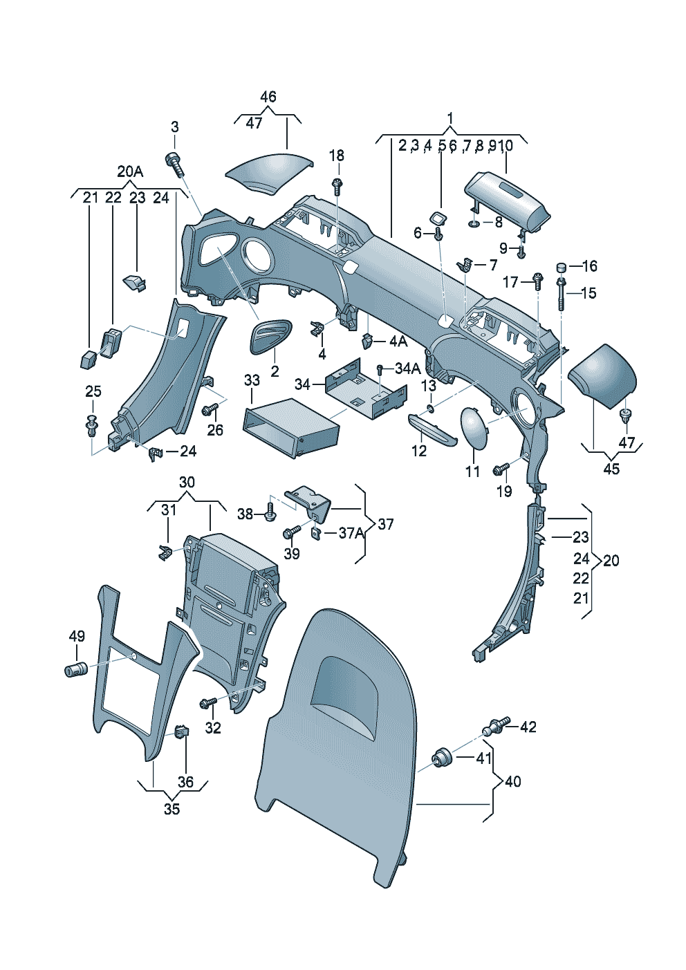 Audi R8 Spyder (Typ 42) Rear panel trim side panel trim parts 2007 ...