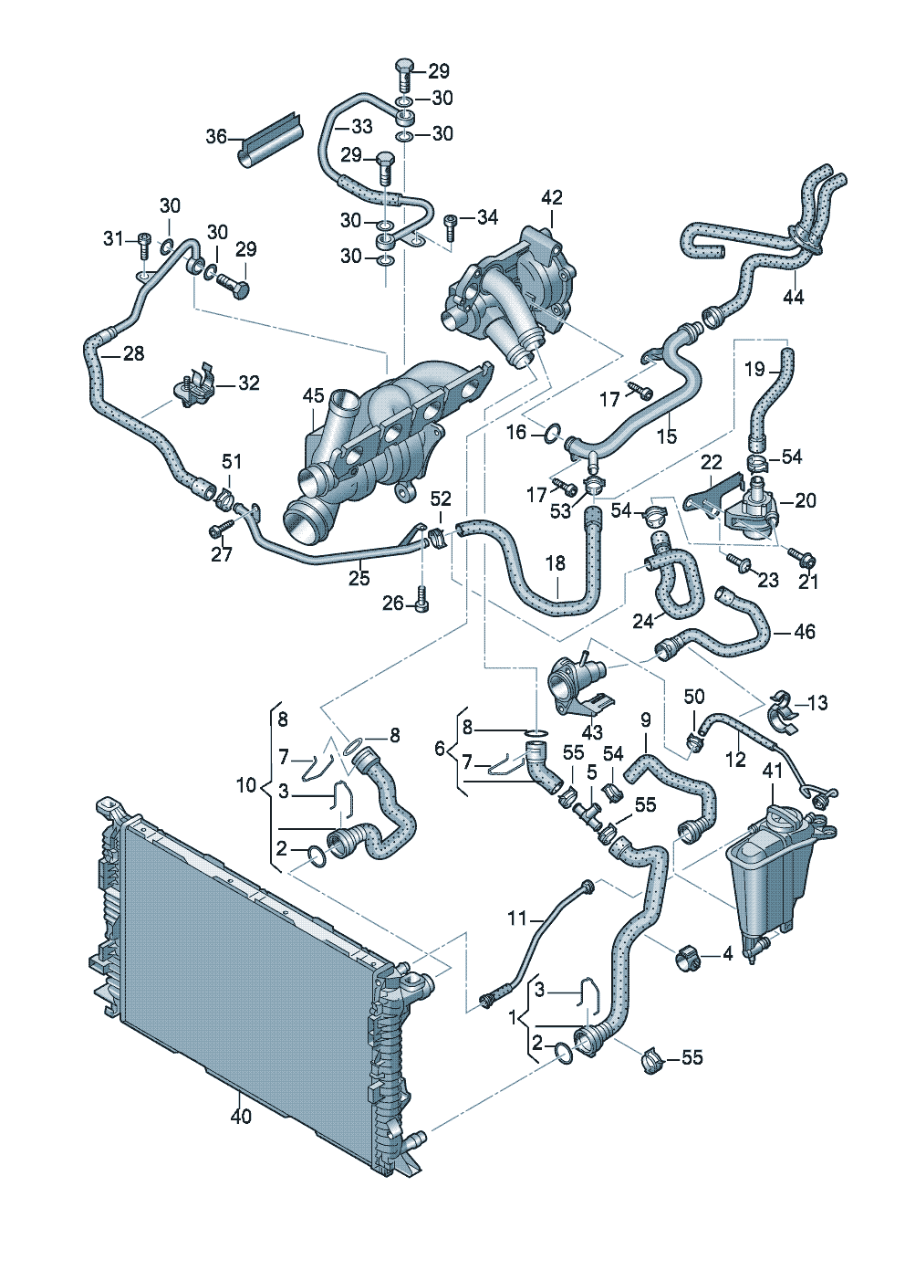 Audi A4/S4 Avant Quattro B8 (Typ 8K) Coolant cooling system parts 2008 ...