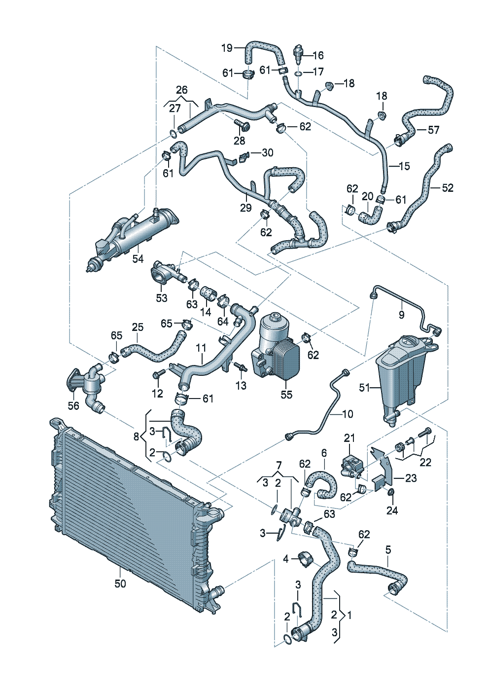 Buy Audi A5/S5 Cabriolet 8F Facelift Coolant cooling system parts ...
