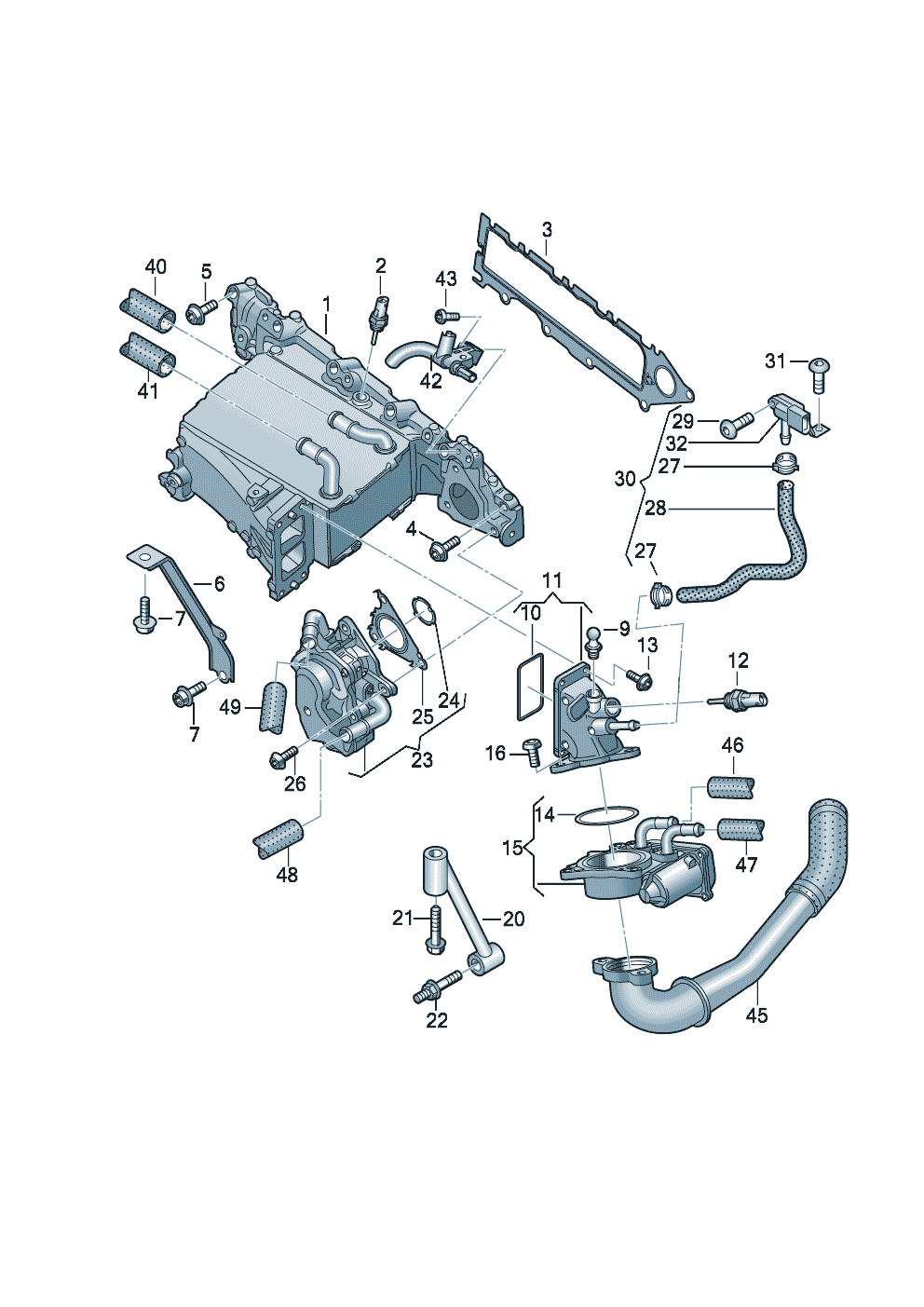Audi Q5 Sportback (Typ FY) Intake manifold with coolant cooling for ...