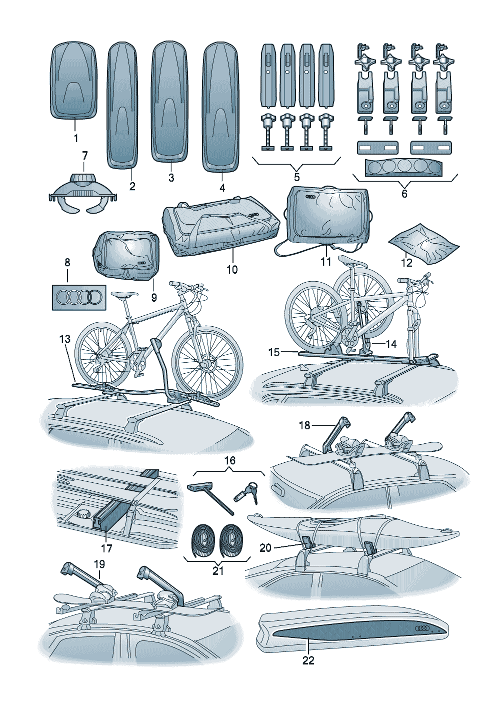 Audi TT TTS Coupe/Roadster (Type 8N) Genuine accessories replacement key ski and luggage box ...