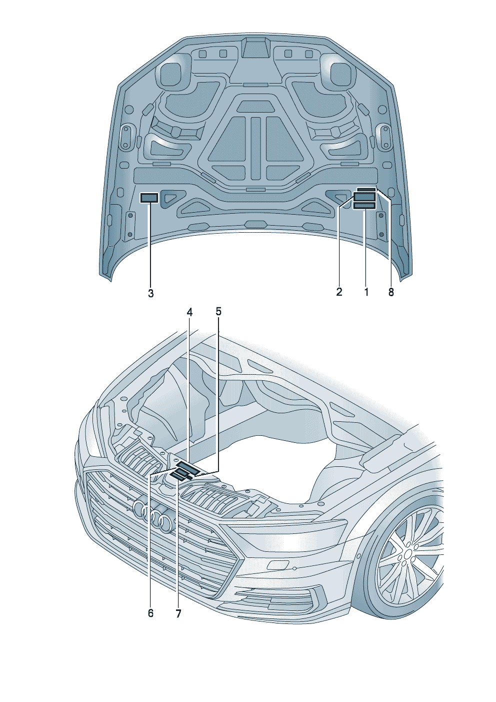 Audi A8/S8 Quattro D5 (Typ 4N) Data plate for four-wheel drive parts ...