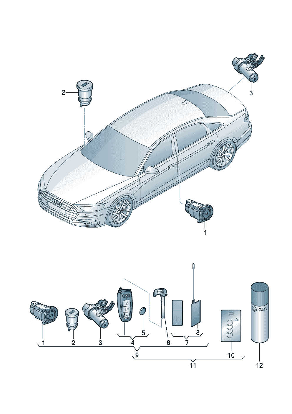 Audi A8/S8 Quattro D5 (Typ 4N) Lock cylinders key d >> - 31.10.2018 ...