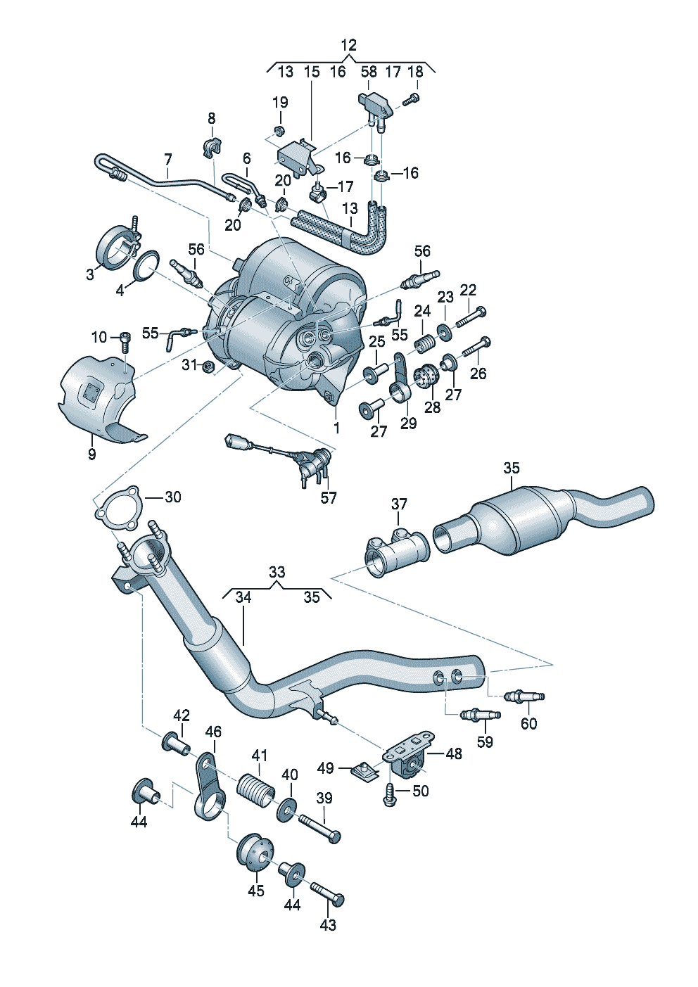 Audi Q8 Diesel particulate filter exhaust pipe with catalyst control ...