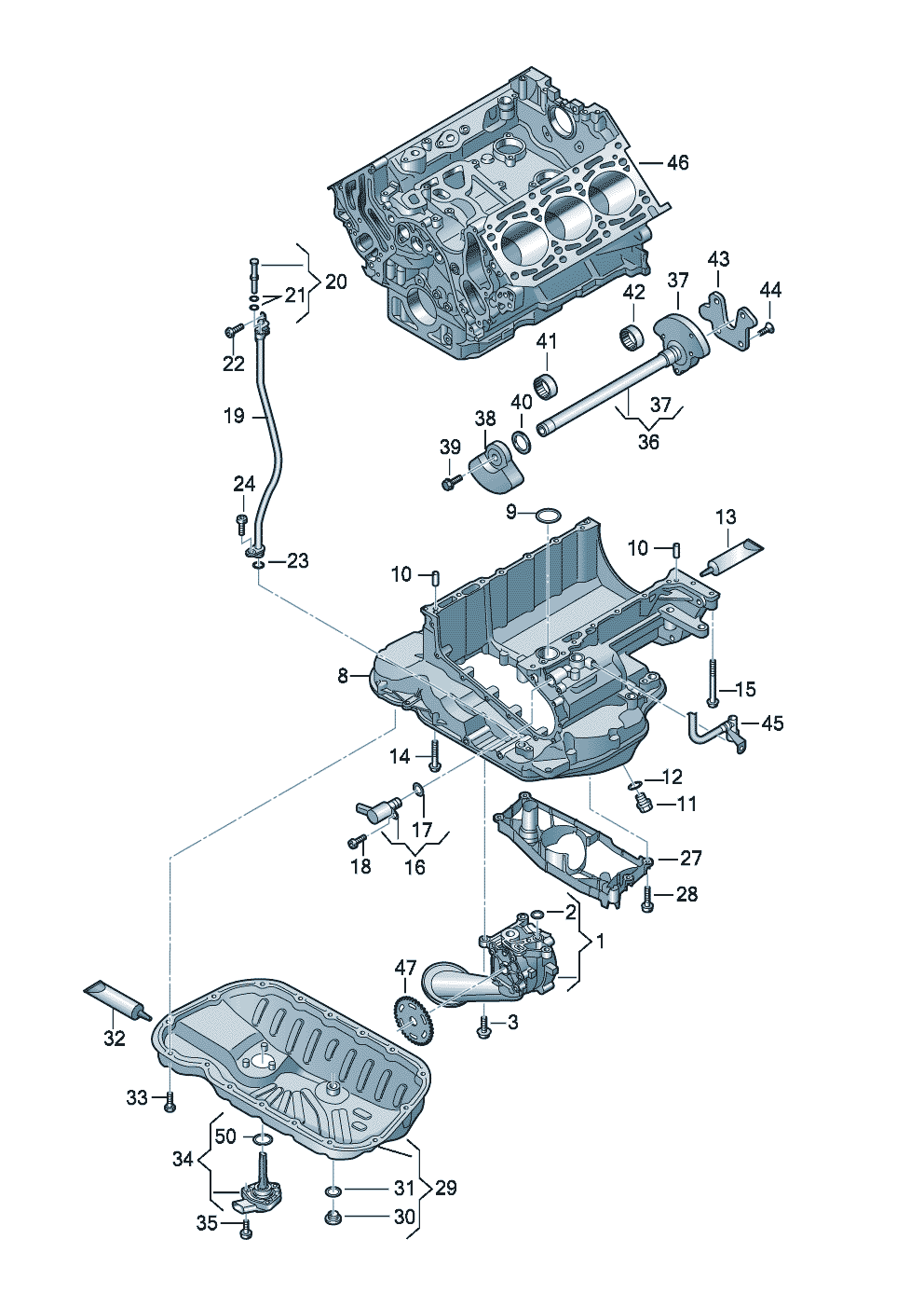 Audi A8/S8 Quattro D5 (Typ 4N) Oil pump with integrated vacuum pump oil ...