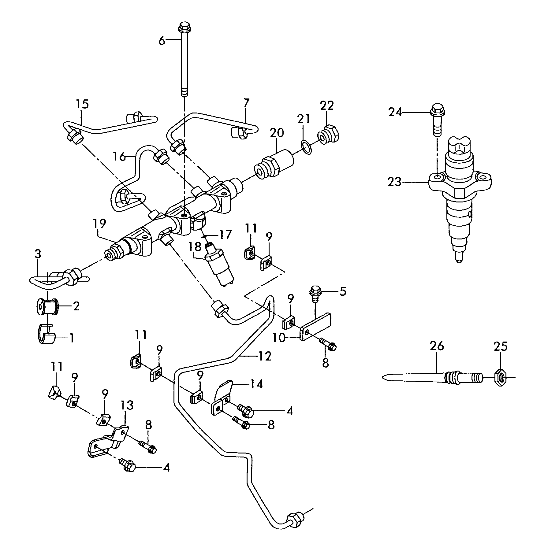 Volkswagen-commercial Micro-Onibus Fuel line injection nozzle parts ...