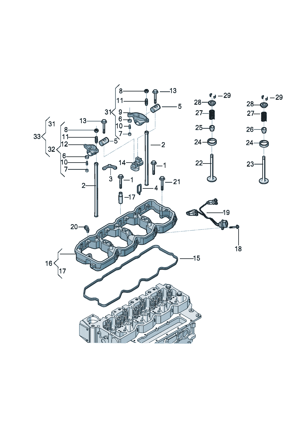 Volkswagen-commercial Micro-Onibus Rocker arm valve tappets parts 2004 ...