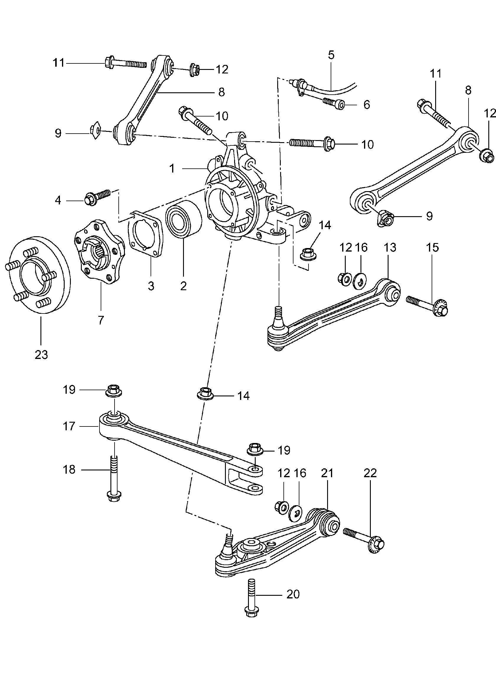 Porsche 911 Carrera 996 Rear axle wheel carrier guide wheel hub parts ...