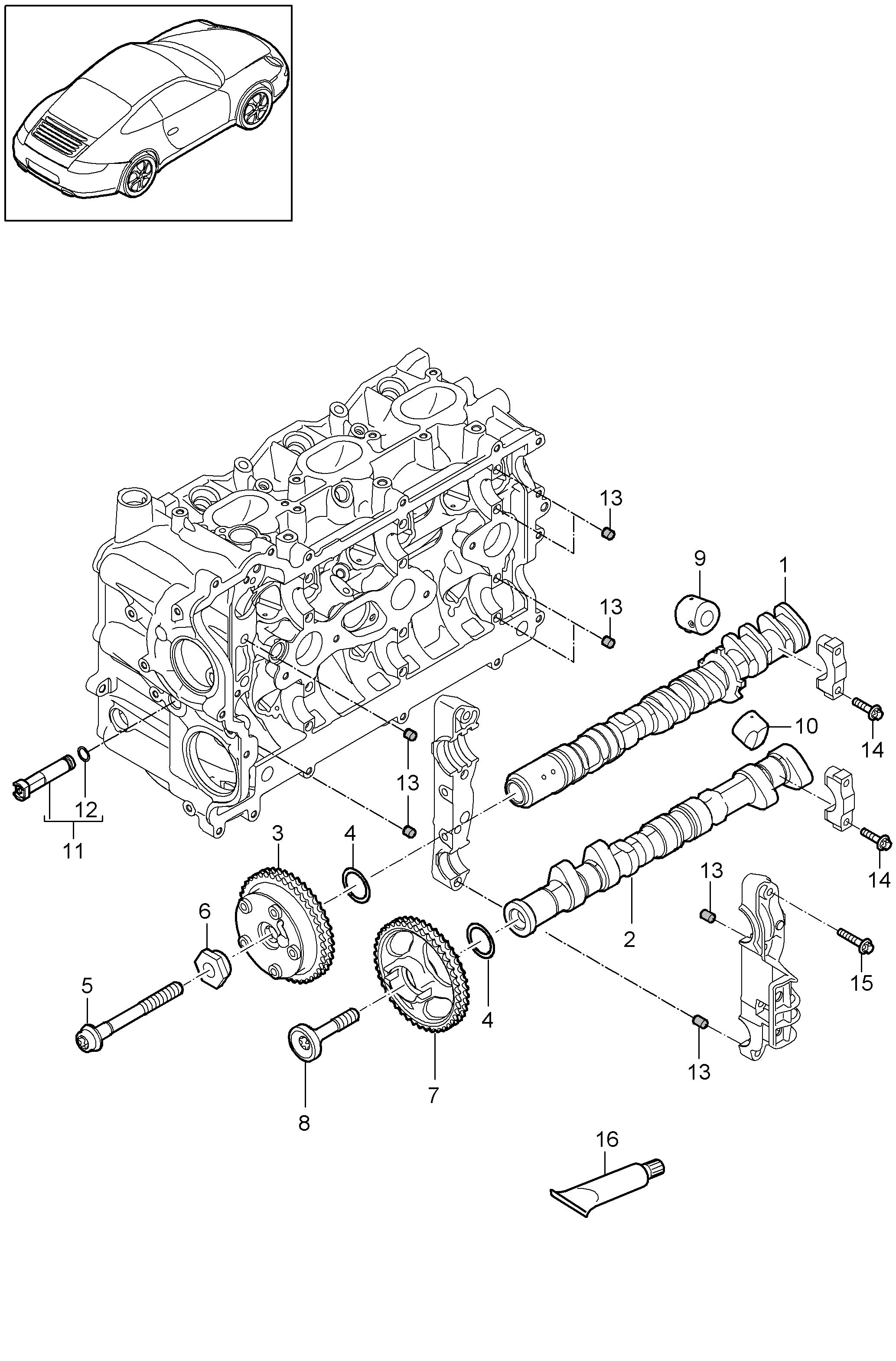 Porsche 911 Carrera 997.2 Camshaft hydraulic tappet camshaft adjuster ...