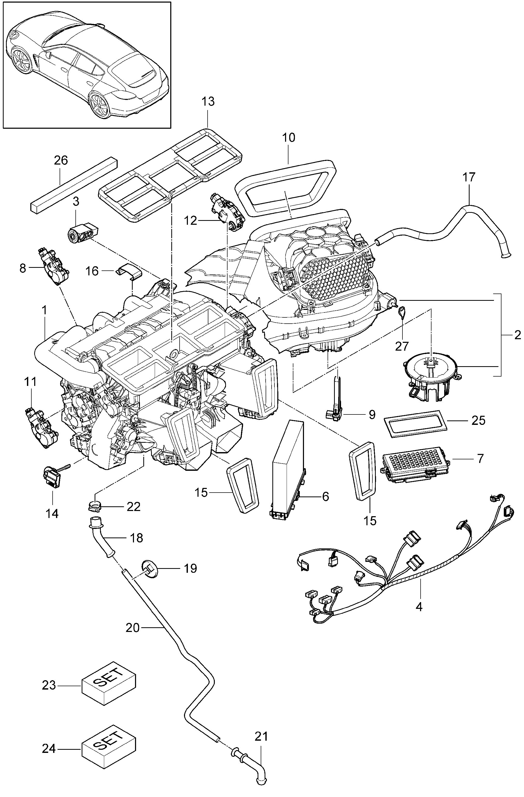 Porsche Panamera 970 Air distribution housing parts 2010 - 2016 | ETKA USA