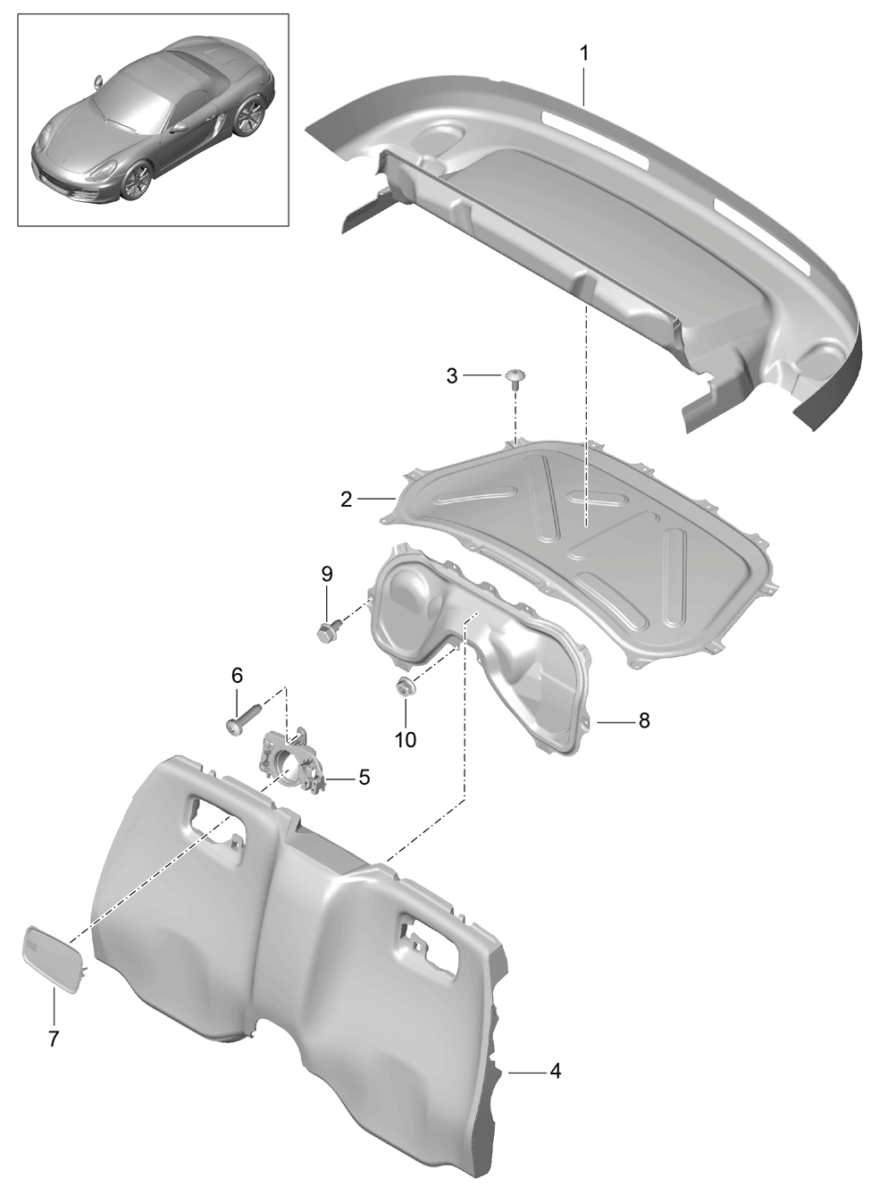 Buy Porsche Boxster 981 Trims engine bay parts online 2012 - 2016 ...