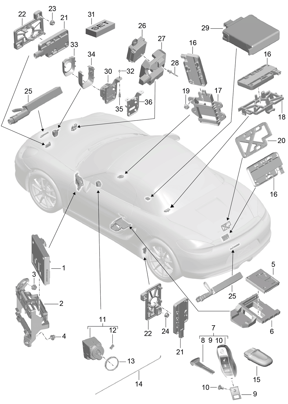 Porsche Boxster 981 Control units control unit (bcm) for conv. system ...