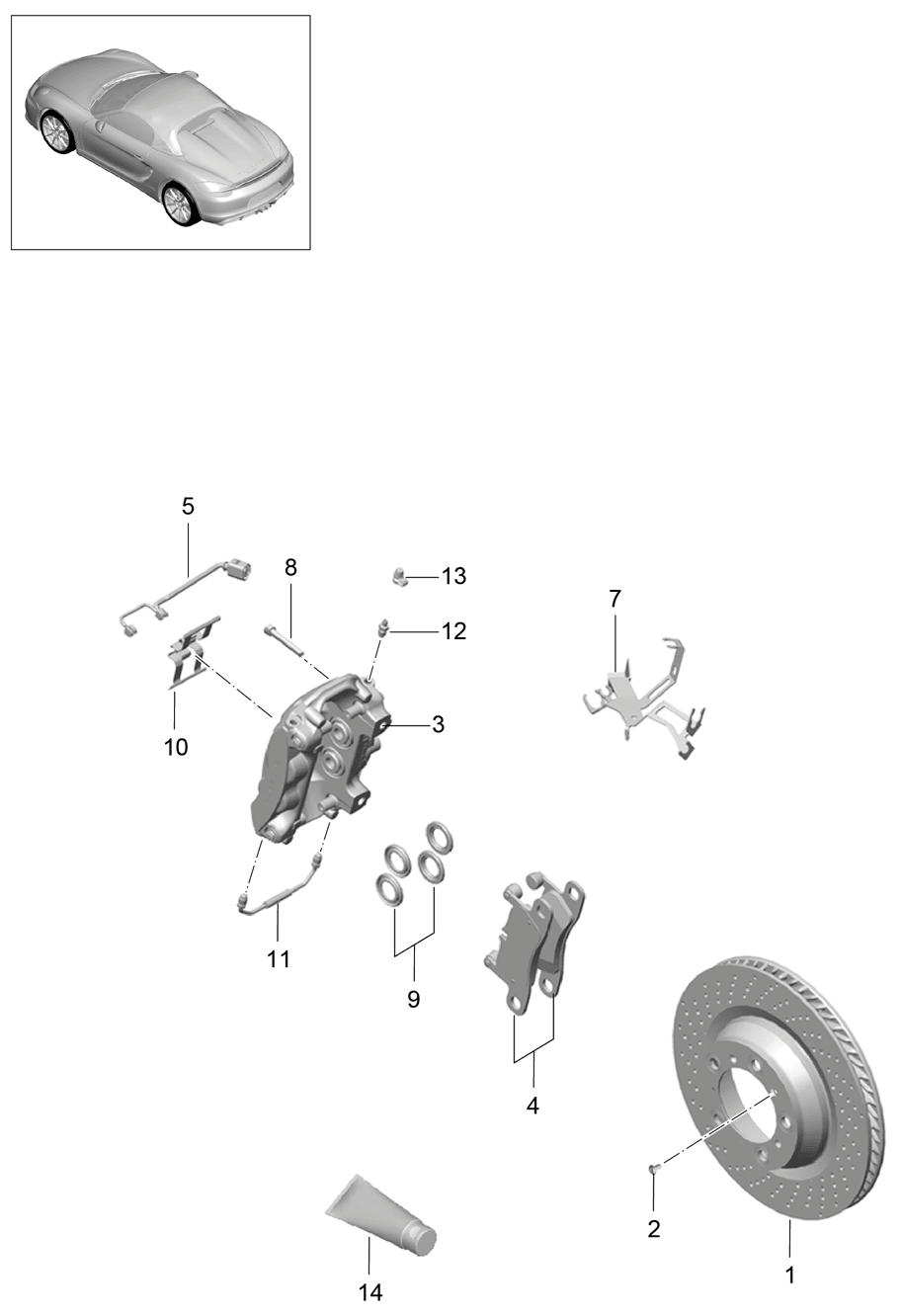 Porsche Boxster Spyder 981 Disc brake rear axle parts 2016 - 2016 ...
