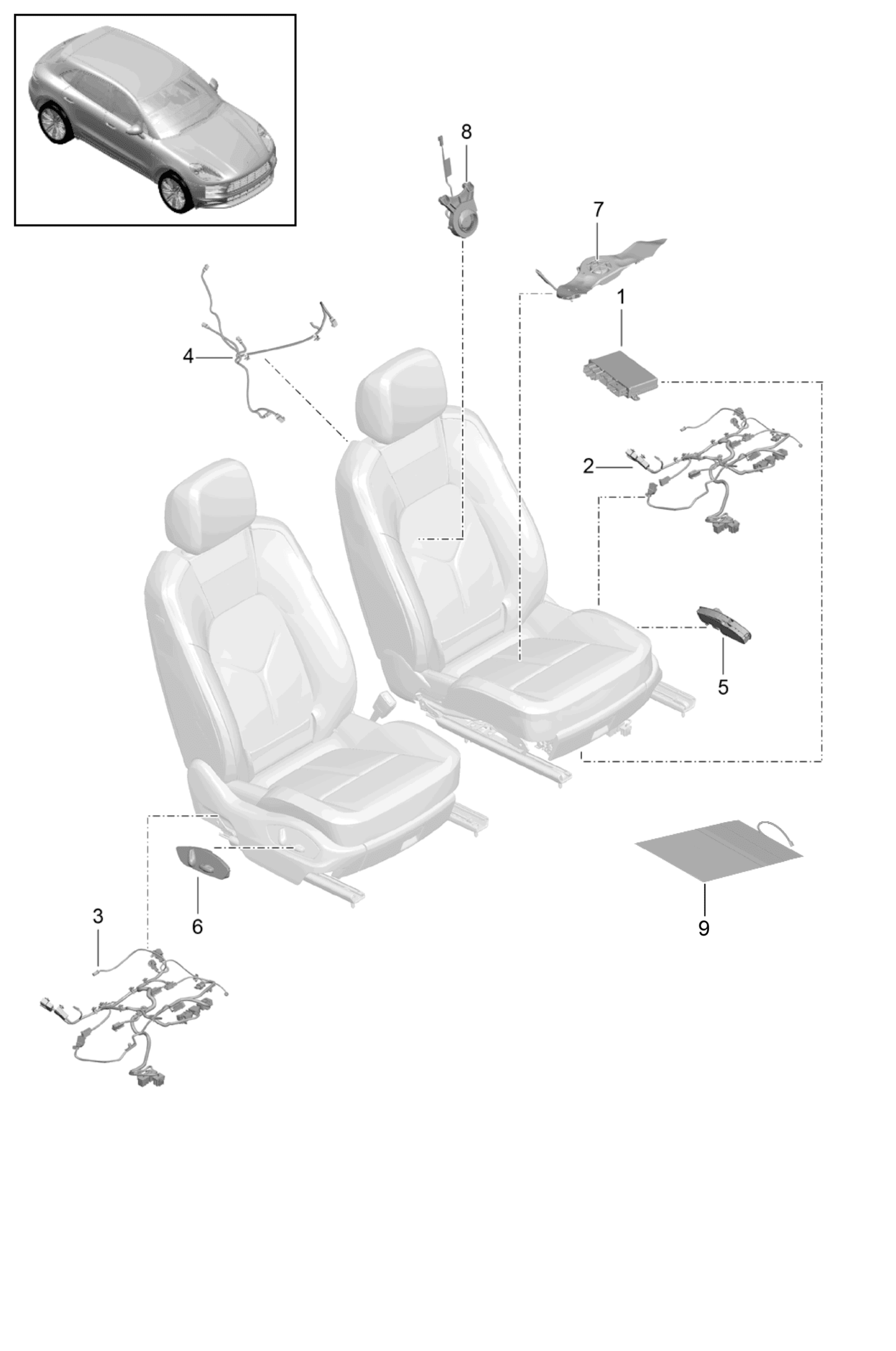 Porsche Macan 95B Facelift Electrics control units comfort seat parts ...
