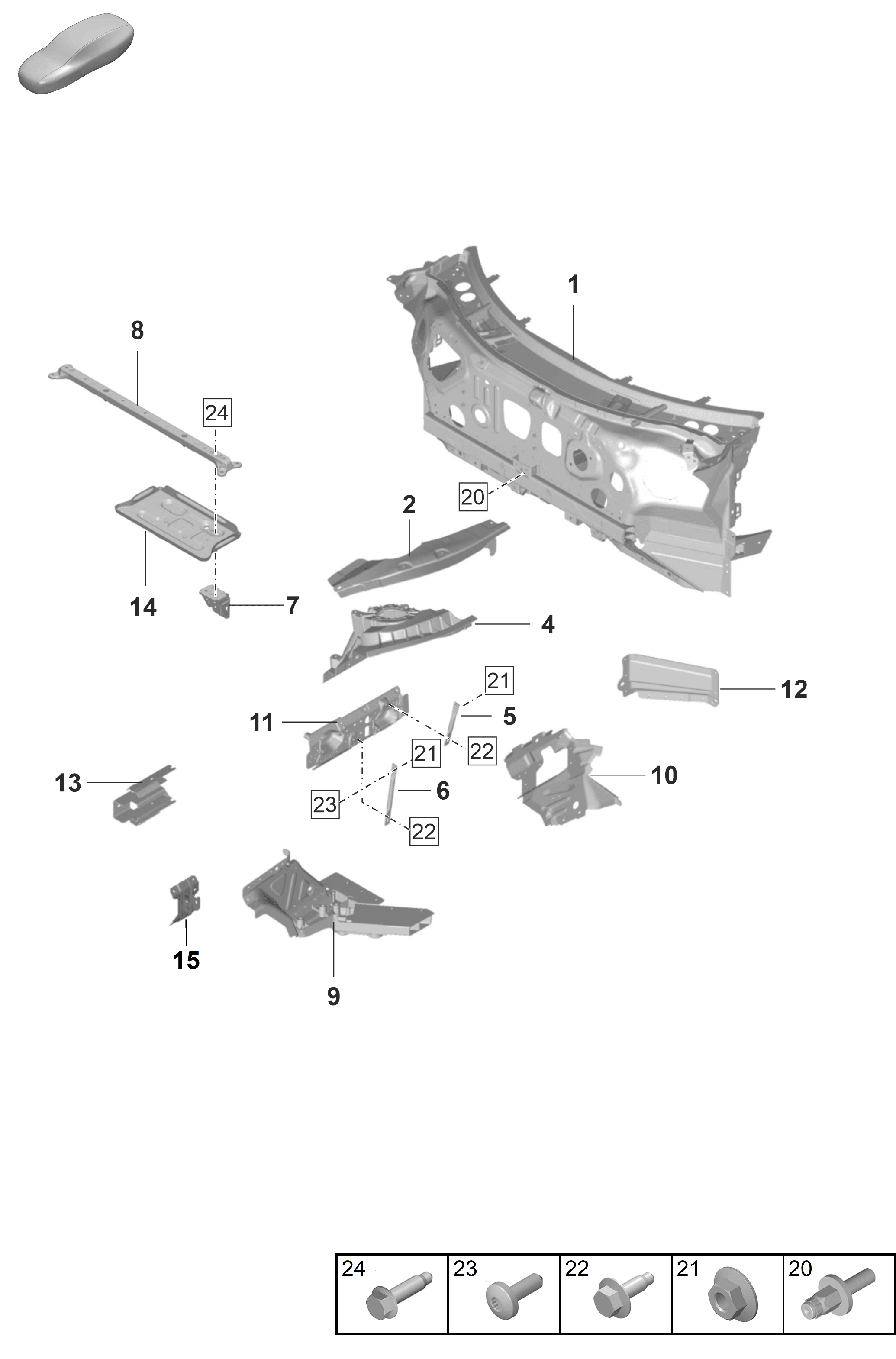 Porsche 992 GT3/RS/ST Front end firewall individual parts parts 2021 ...