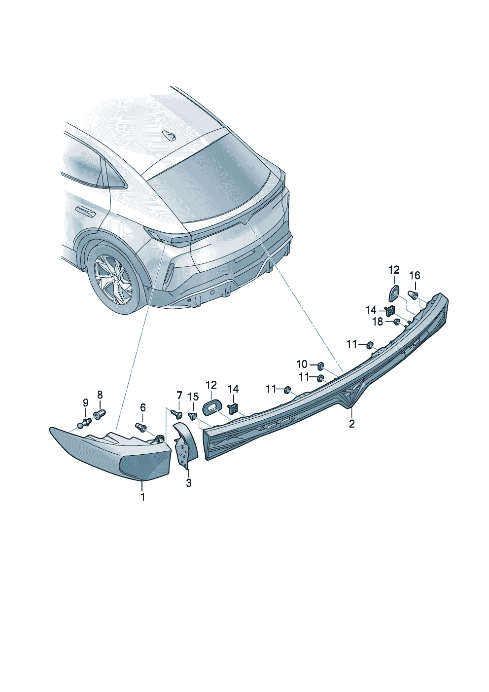 Volkswagen Tavascan Led tail light 'cupra' emblem parts 2023 - 2025 ...