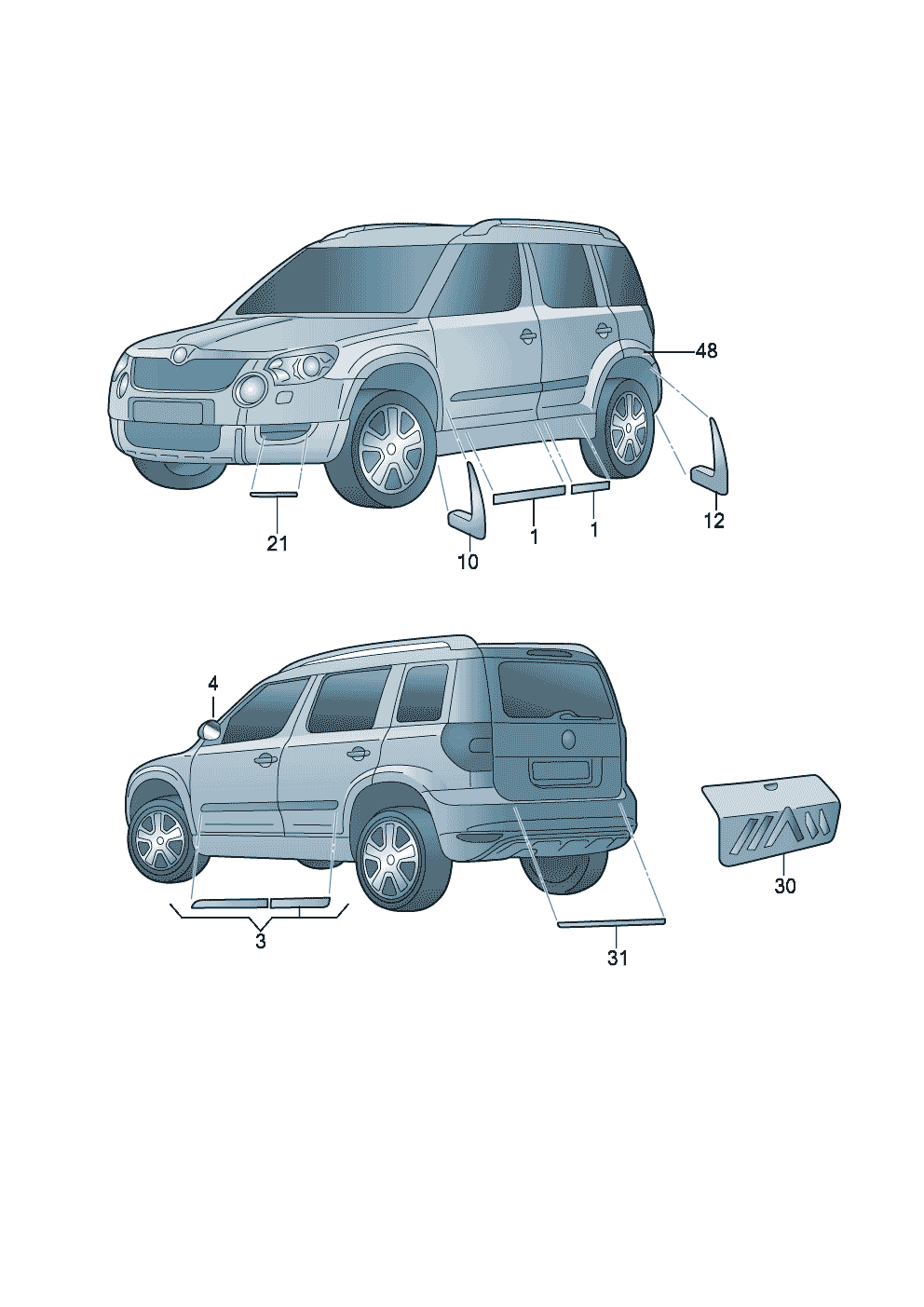 Skoda Yeti 5L Molding for side member Diagram & OEM Parts (2010 - 2013 ...