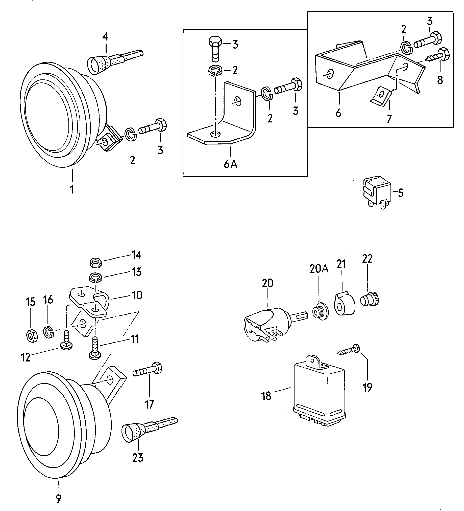 Volkswagen Golf/Variant A1 (Typ 17) Signal horn buzzer parts 1975 ...