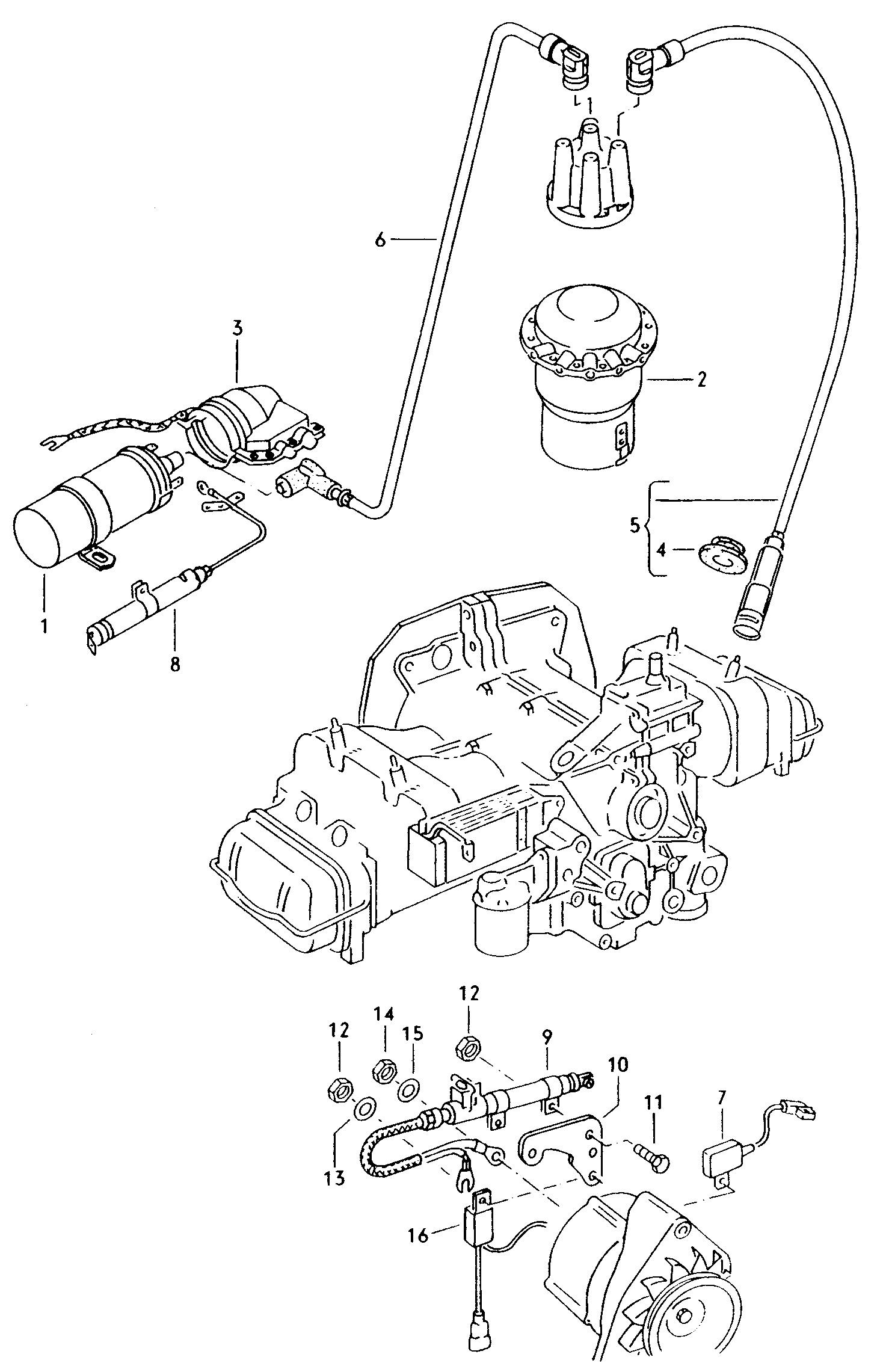 Volkswagen Transporter T3 (Typ 2) Ignition system with extended ...