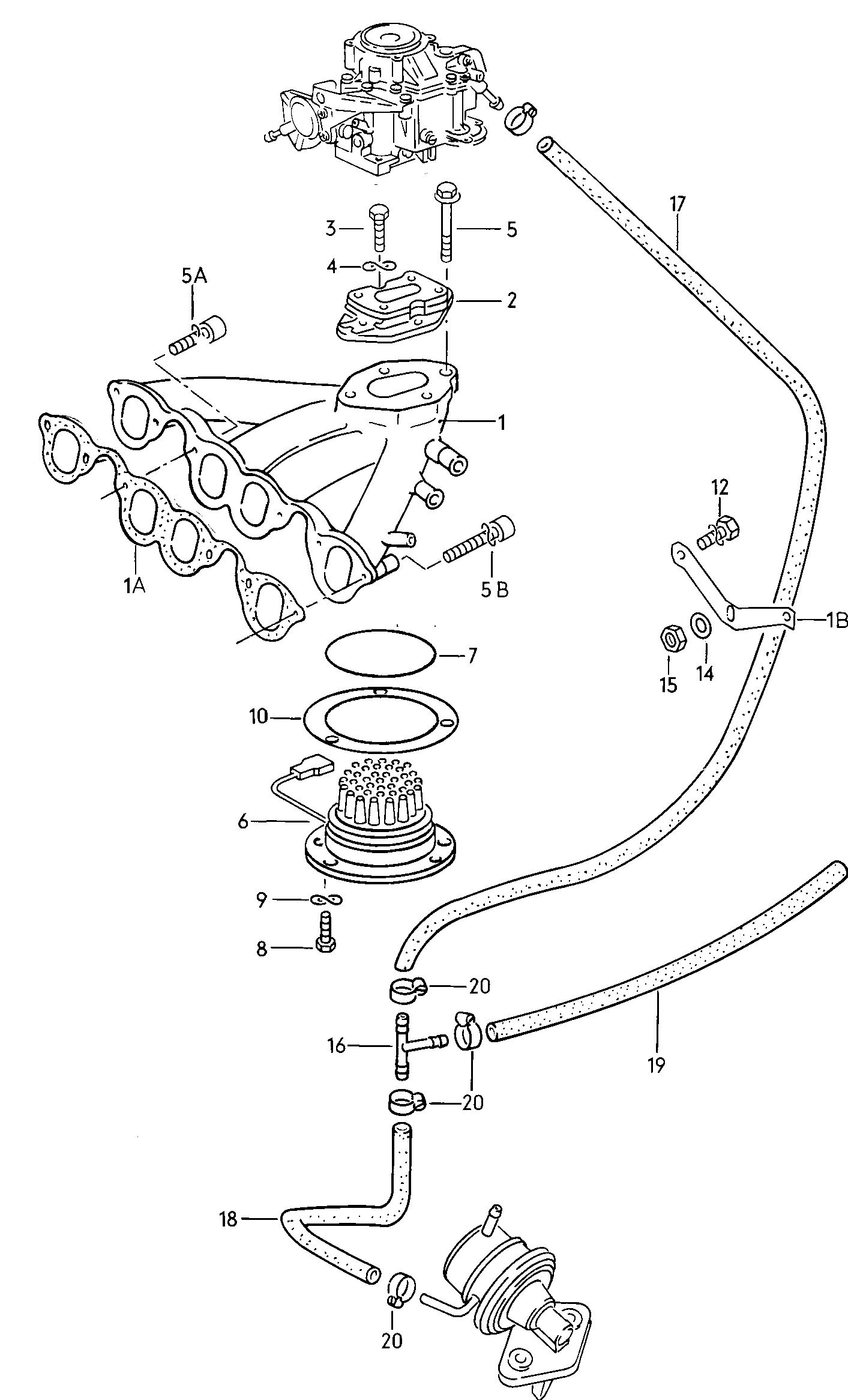Volkswagen Jetta A1 (Typ 16) Intake system for models with keihin ...