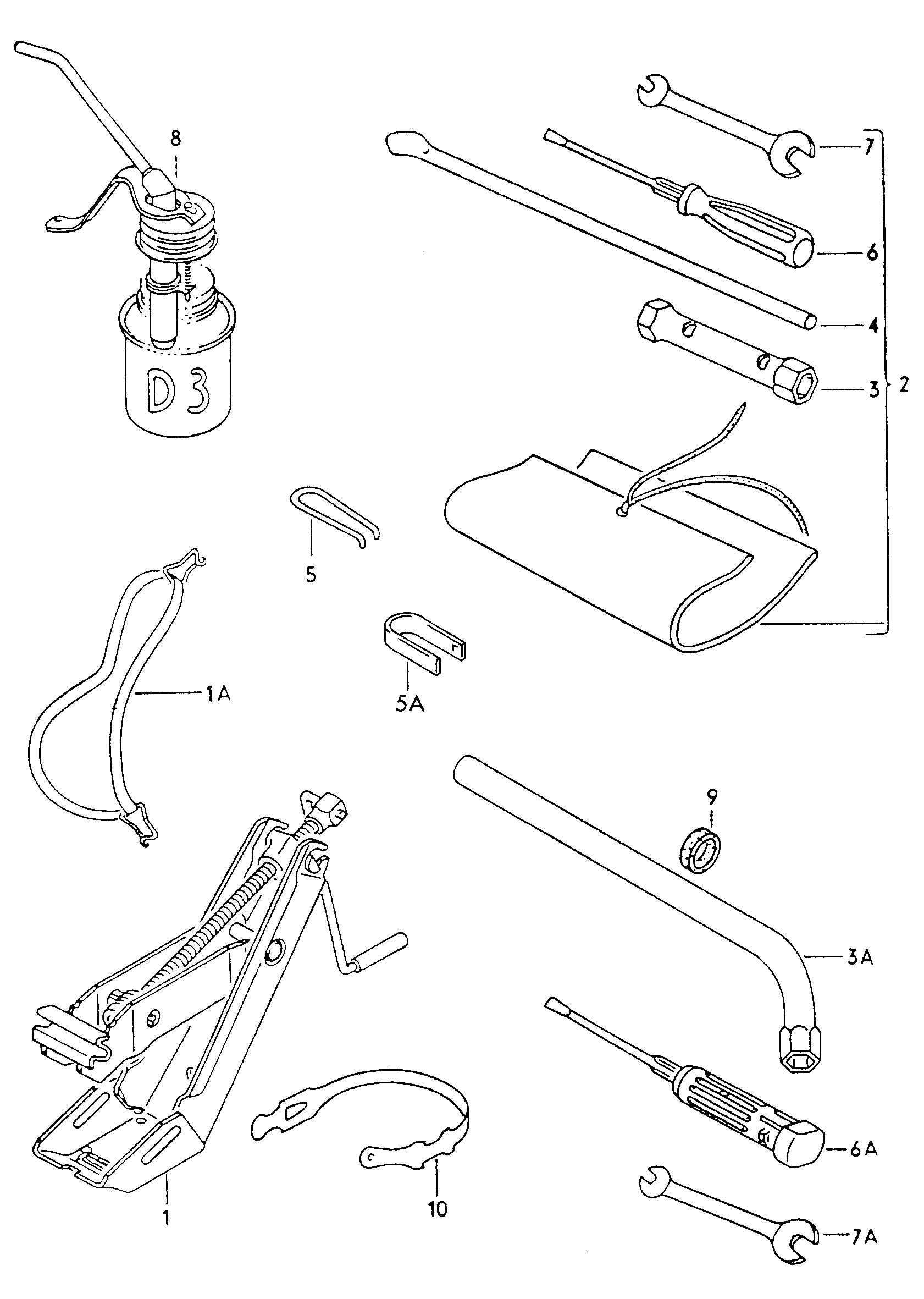 Volkswagen Jetta A1 (Typ 16) Tools parts 1979 - 1984 | ETKA Europe