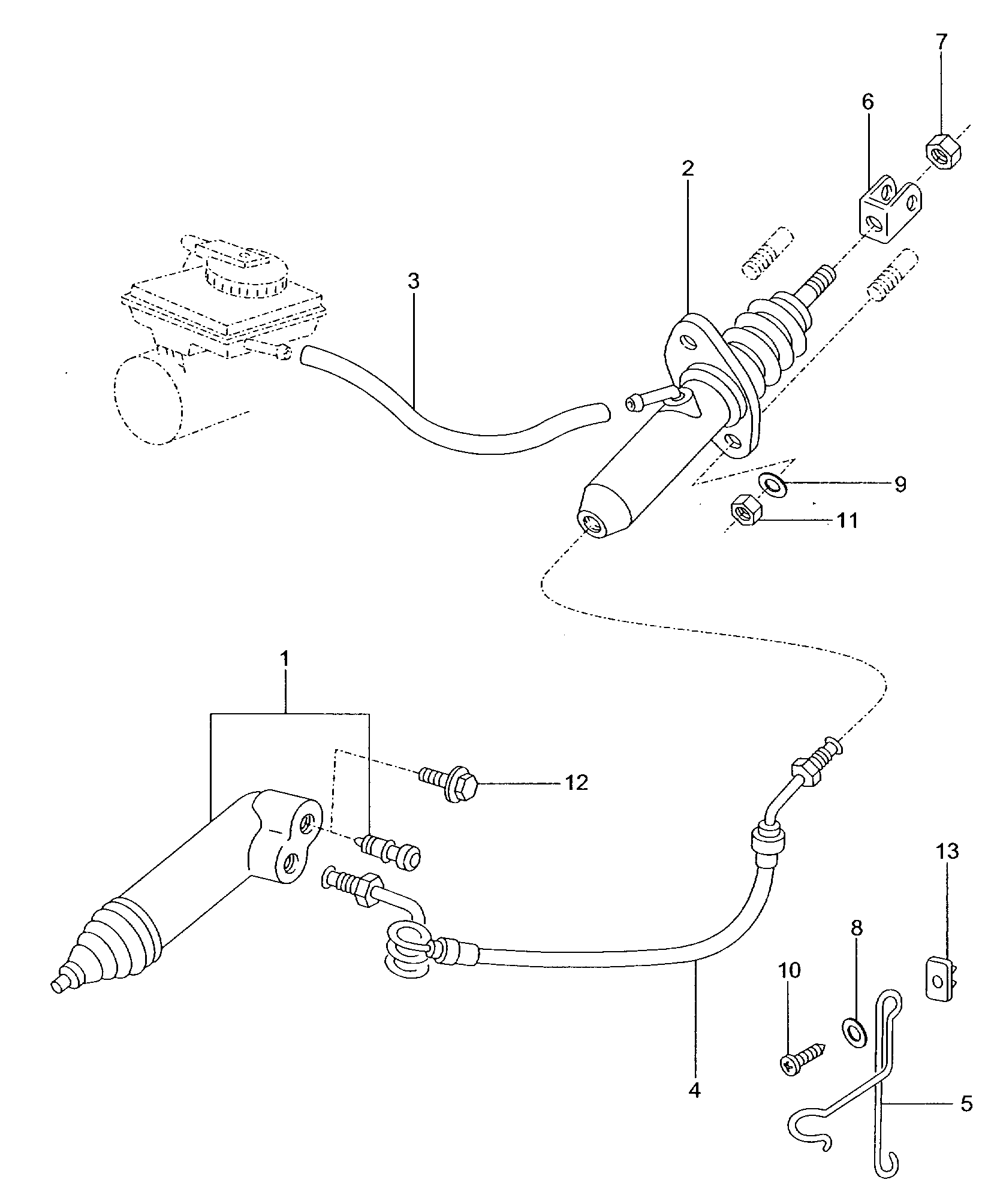 Volkswagen Pointer (Typ 5X) Accionamiento hidraulico del embrague ...