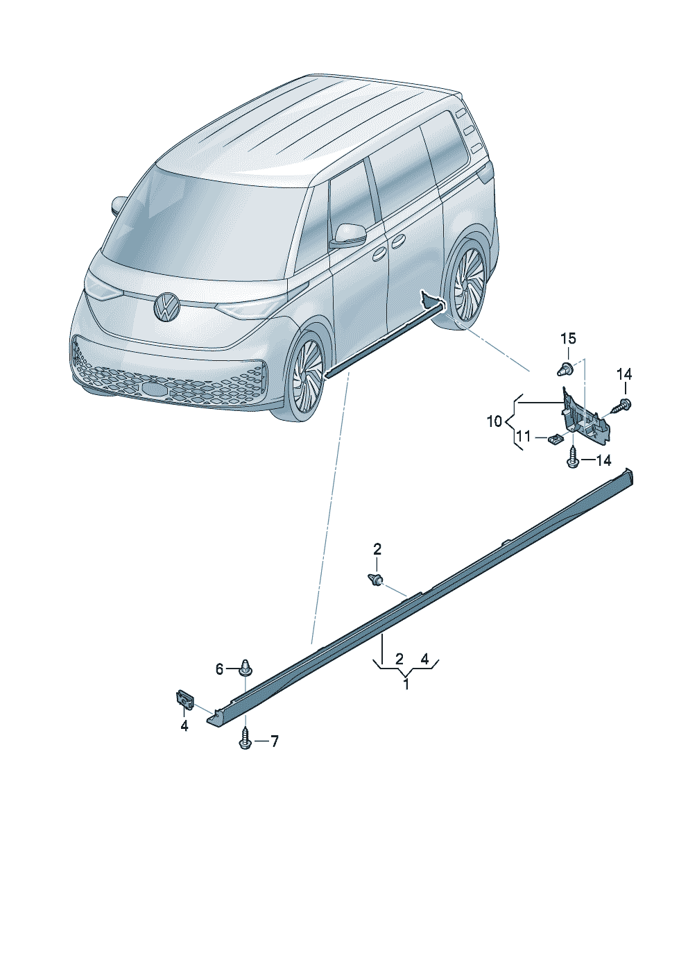 Volkswagen ID. Buzz (Type EB) Widened sill panels side member trim ...
