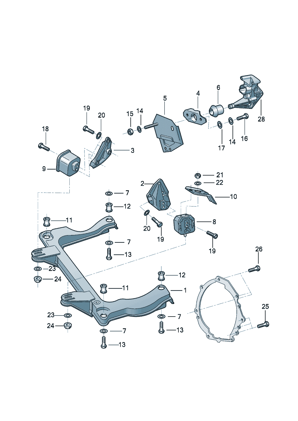 Volkswagen Gol G5 (Typ 5U) Securing parts for engine запчастини 2009 ...