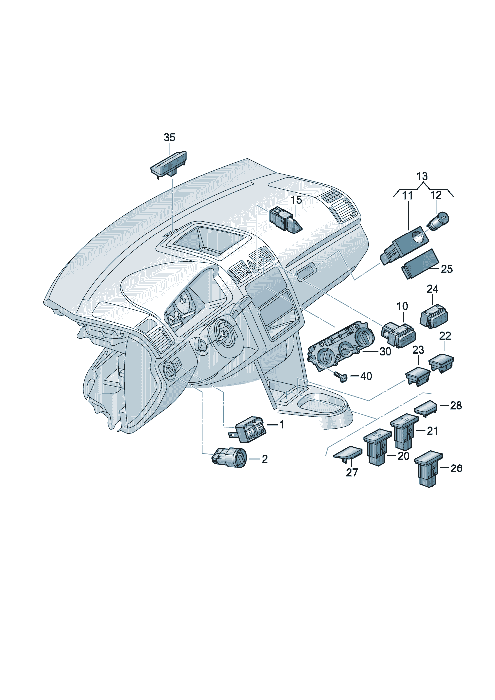 Volkswagen Caddy (Typ 2K) Display and control panel with cu for ...