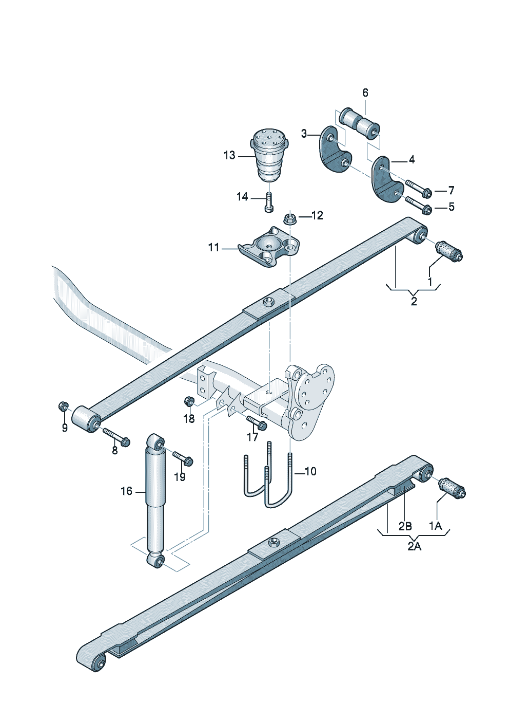 Buy Volkswagen Caddy (Typ 2K) 2nd Facelift Leaf spring shock absorbers ...