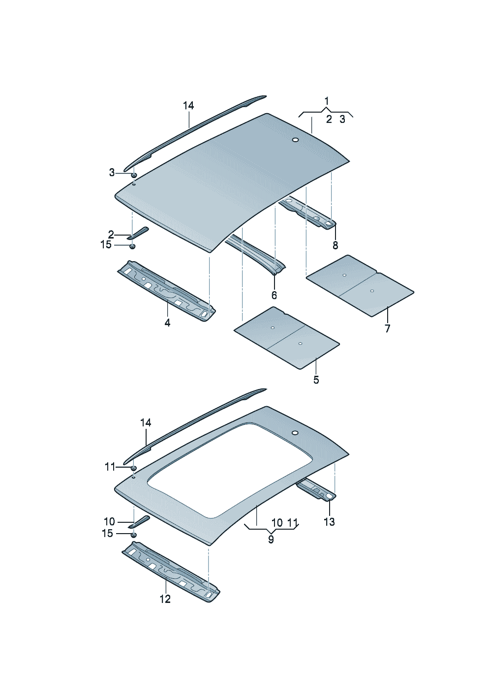 Volkswagen T-Cross (Type C1) Roof for vehicles with panorama roof parts ...