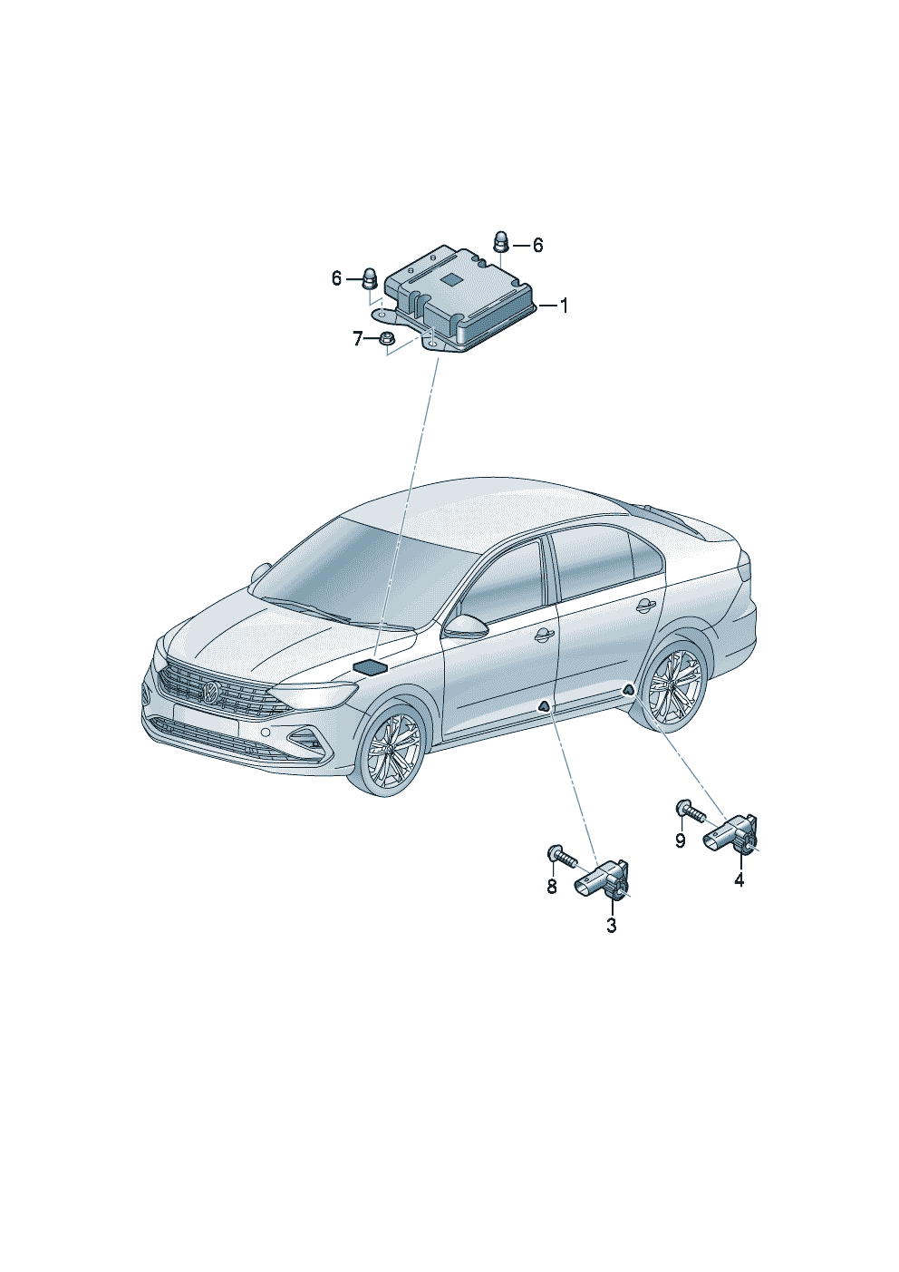 Volkswagen Polo (Type AW) Crash sensor for airbag parts 2018 - 2025 ...