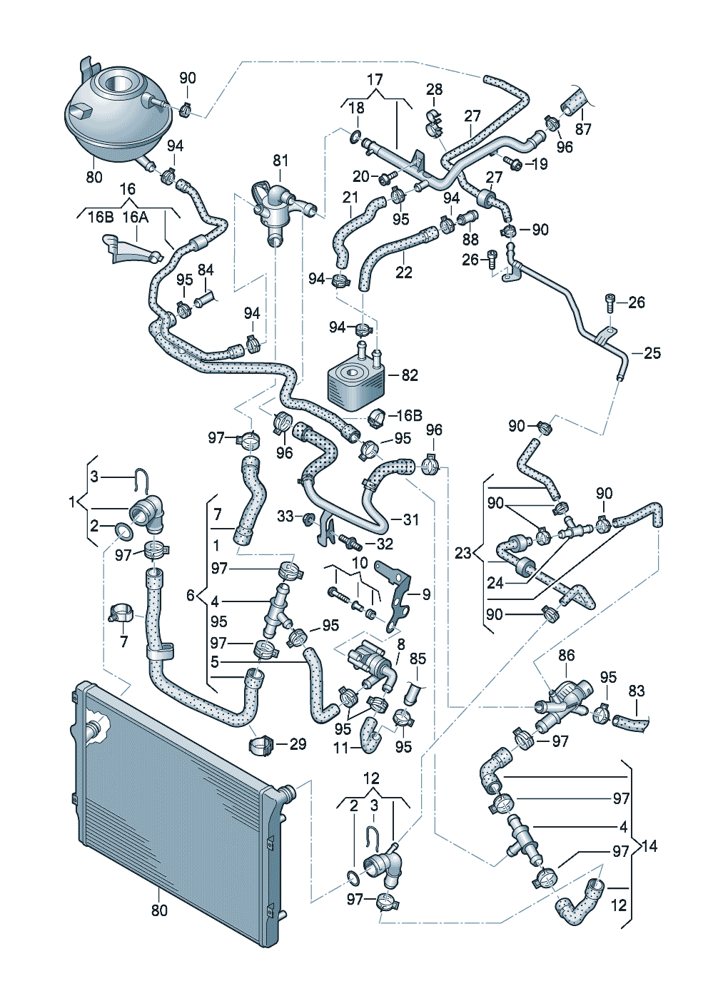 Volkswagen Tiguan 5N Coolant cooling system d - 03.08.2009>> parts 2008 ...