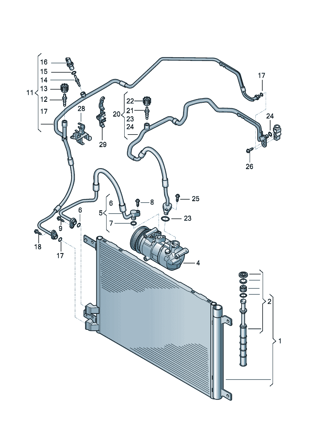 Volkswagen Polo (Type AW) A/c condenser refrigerant circuit parts 2018 ...