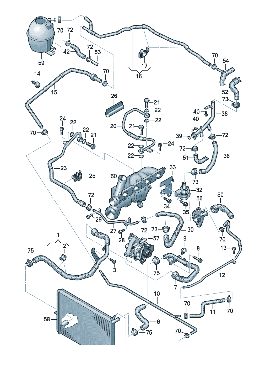 Volkswagen Amarok 2H Coolant cooling system parts 2010 - 2016 | ETKA Europe