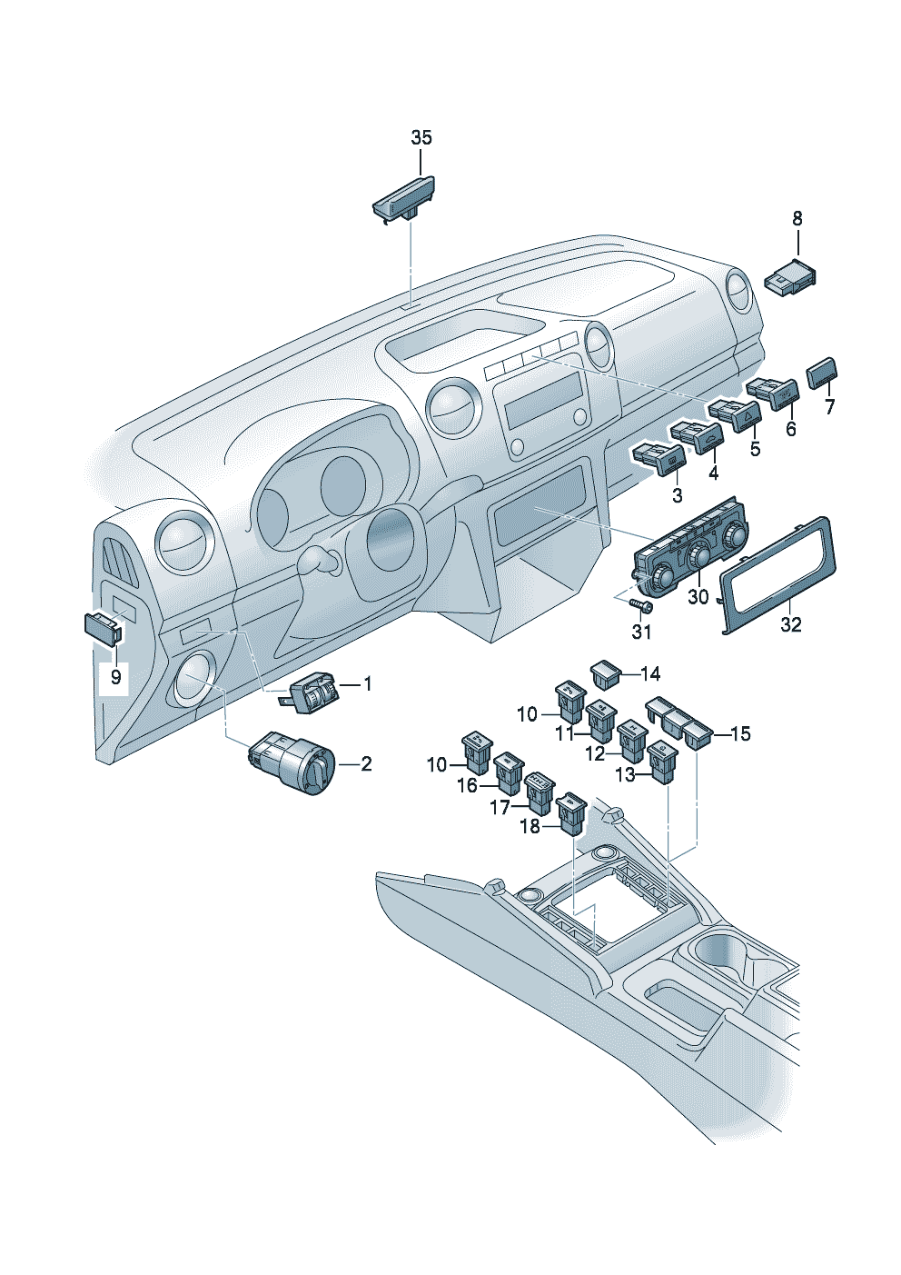 Volkswagen Amarok 2H Display and control panel with cu for ...