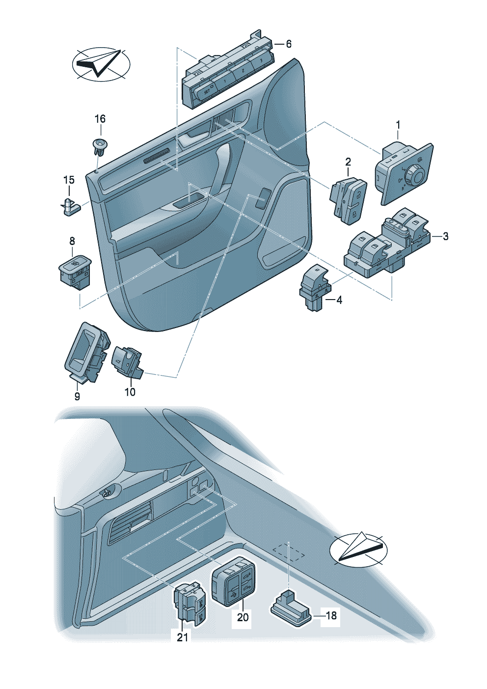 Volkswagen Touareg 7P Interruptor del maletero piezas 2011 - 2012 ...