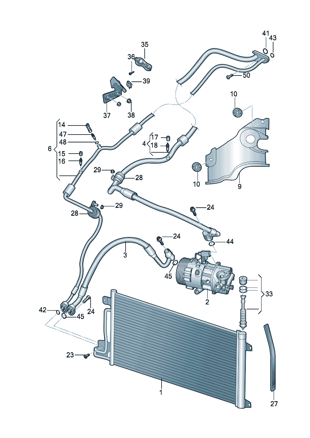 Volkswagen Jetta A6 (Typ AJ/16) A/c condenser fluid reservoir ...