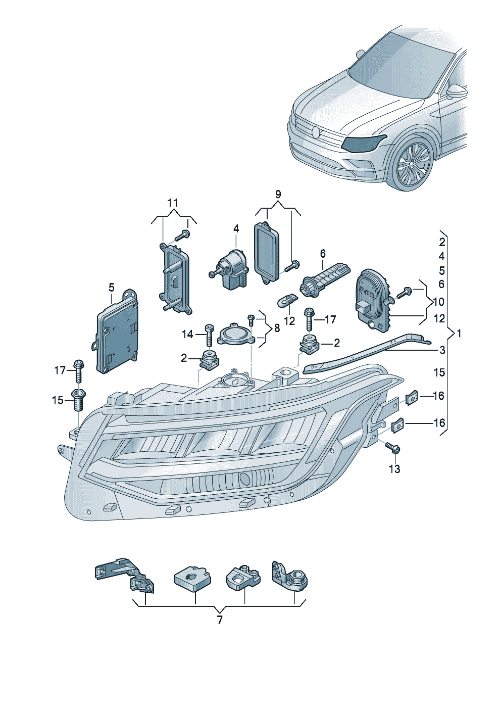 Volkswagen Tiguan Allspace BW Led headlight f 5n-n-000 001>> f ax-n-000 ...