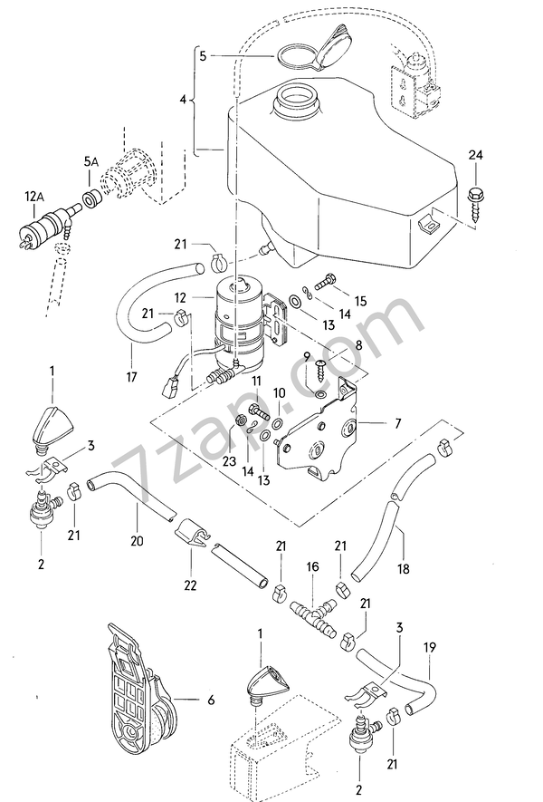 Headlight washer system F >> 869 2... Audi 50 (A50) 1977 year Audi ...