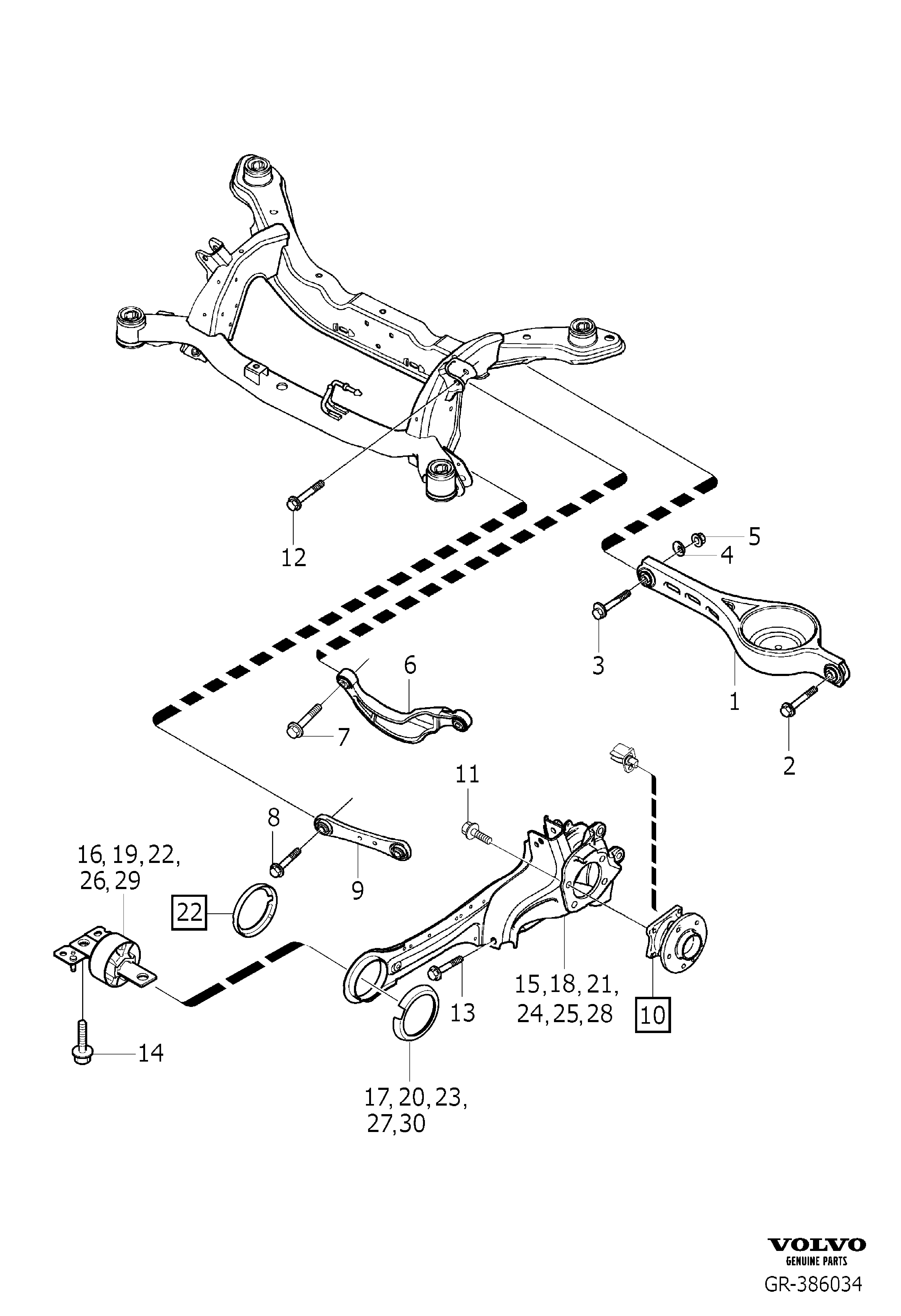 Volvo V70 24 Rear suspension Diagram & OEM Parts (2008 - 2015 Global ...