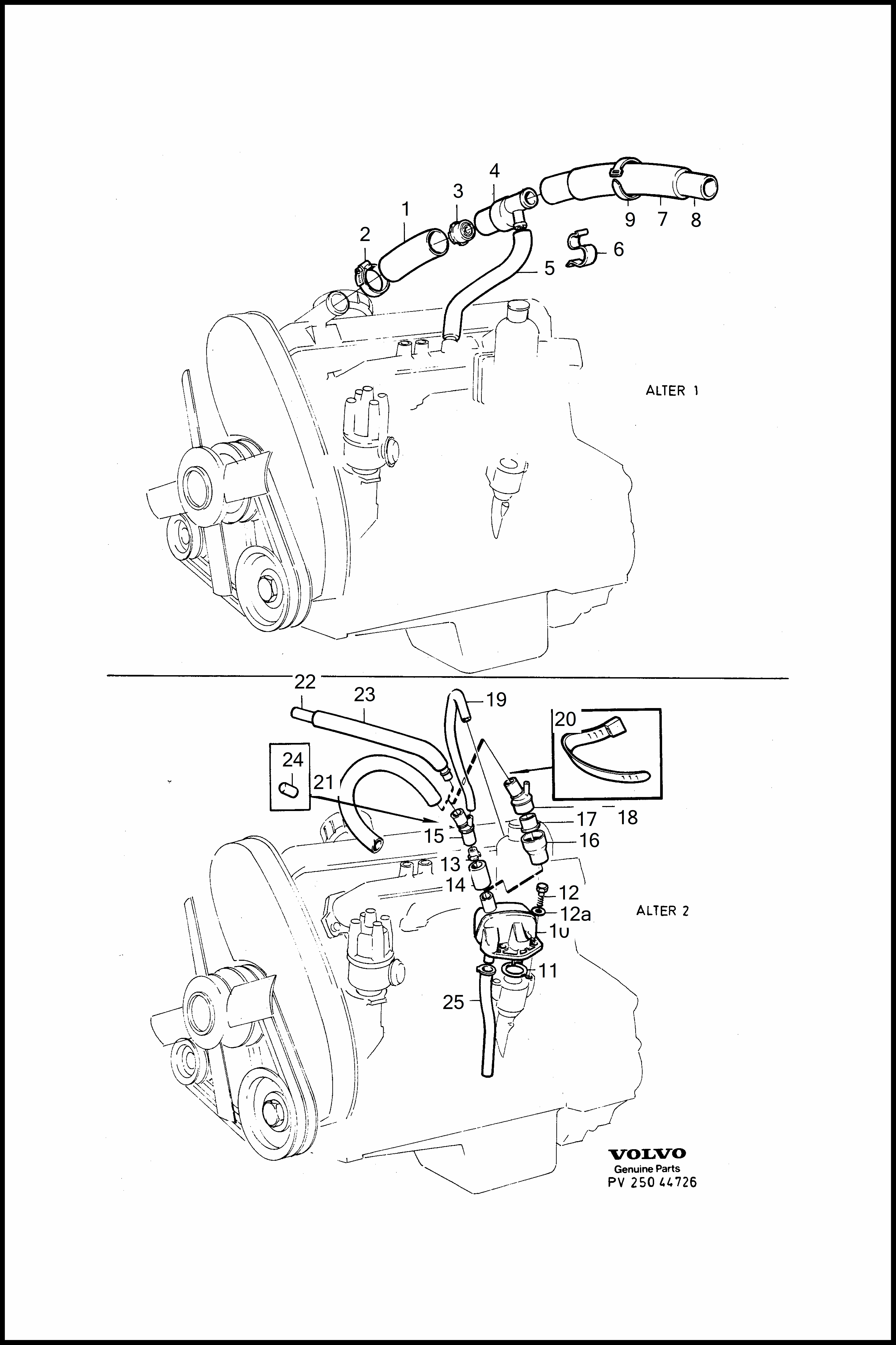 Volvo 240 Crankcase ventilation Diagram & OEM Parts (1975 - 1993 Global ...